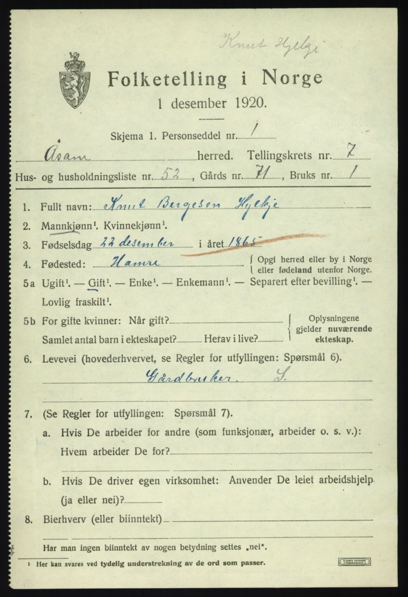 Folketellinger: SAB, Folketelling 1920 for 1255 Åsane herred, 1920, s. 5747 - Skanna arkiver ...