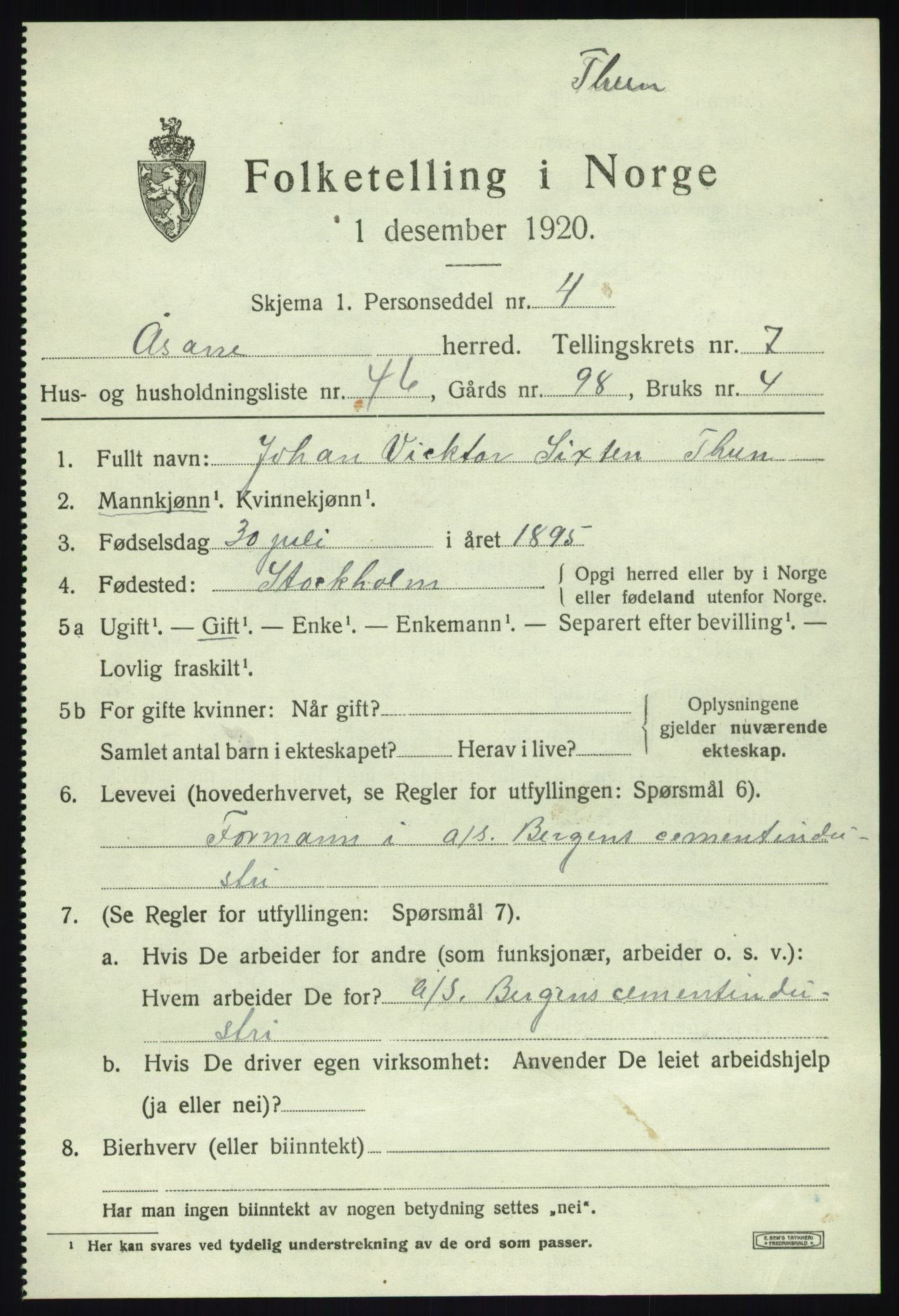 Folketellinger: SAB, Folketelling 1920 for 1255 Åsane herred, 1920, s. 5649 - Skanna arkiver ...